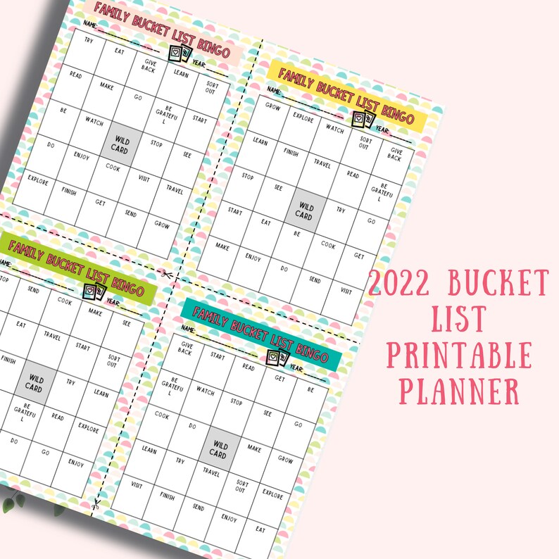 2022 Bucket List Printable Planner, Planner Inserts, Monthly Calendars ...