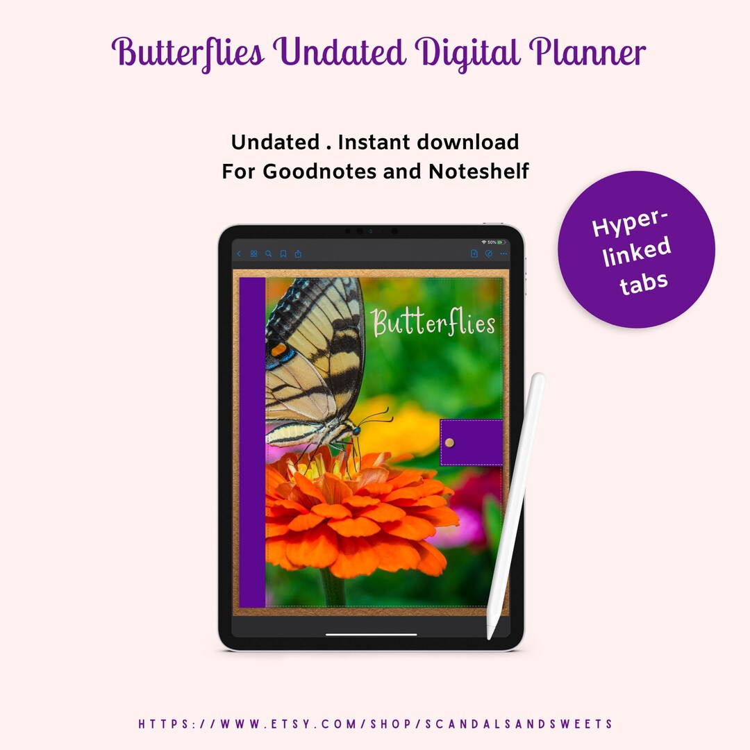 Butterflies Undated Digital Planner, Monthly, Weekly, Daily Planner ...