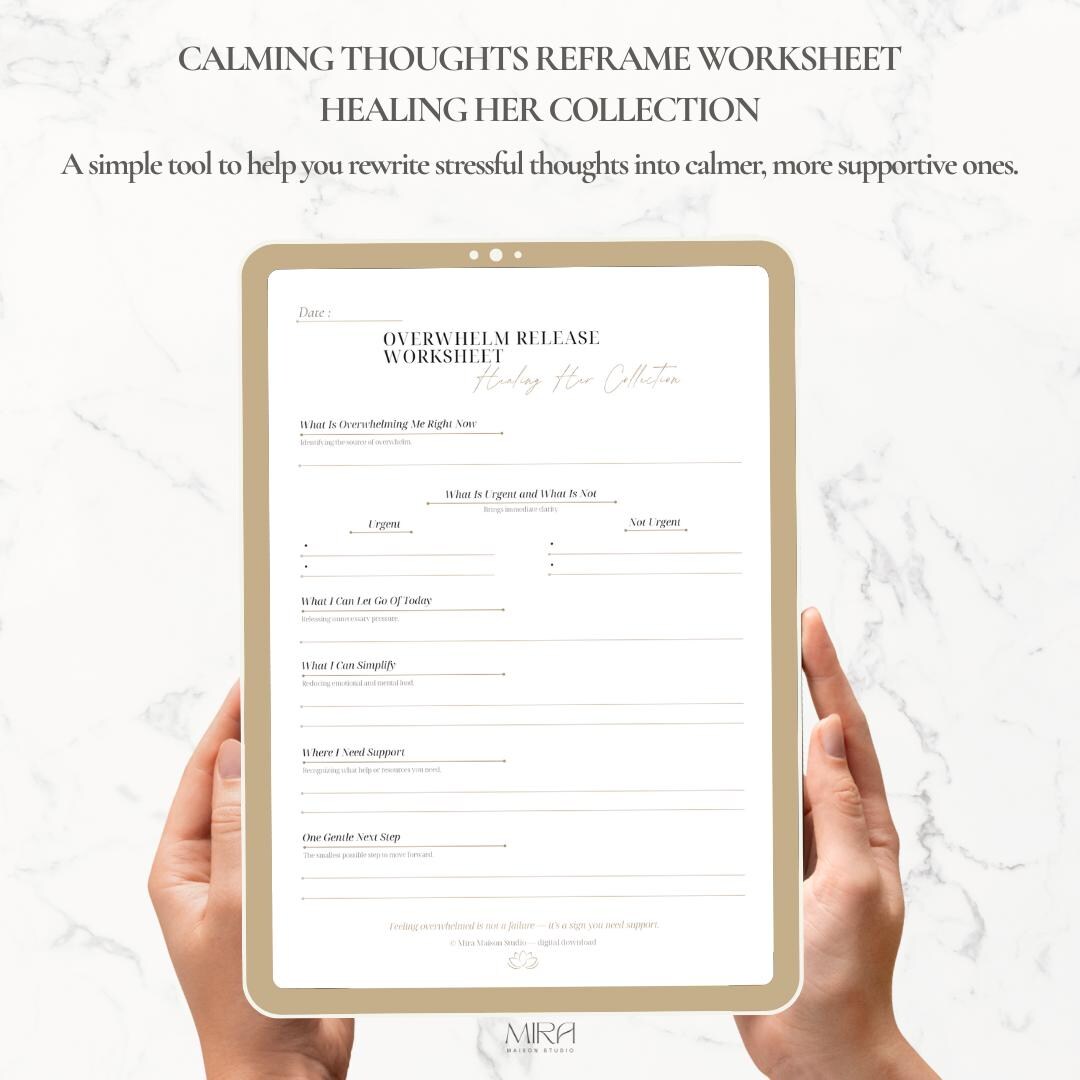 Calming Thoughts Reframe Worksheet Soft Mindset Tool Anxiety Thought ...