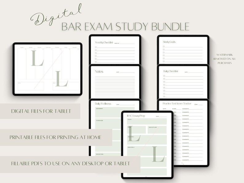 Bar Exam Study Planner Law Student Bar Exam Templates Digital ...