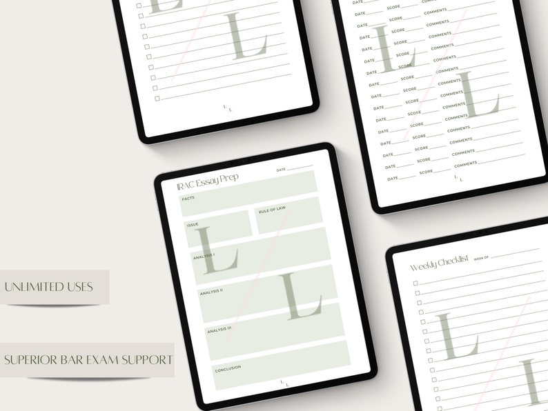 Bar Exam Study Planner Law Student Bar Exam Templates Digital ...