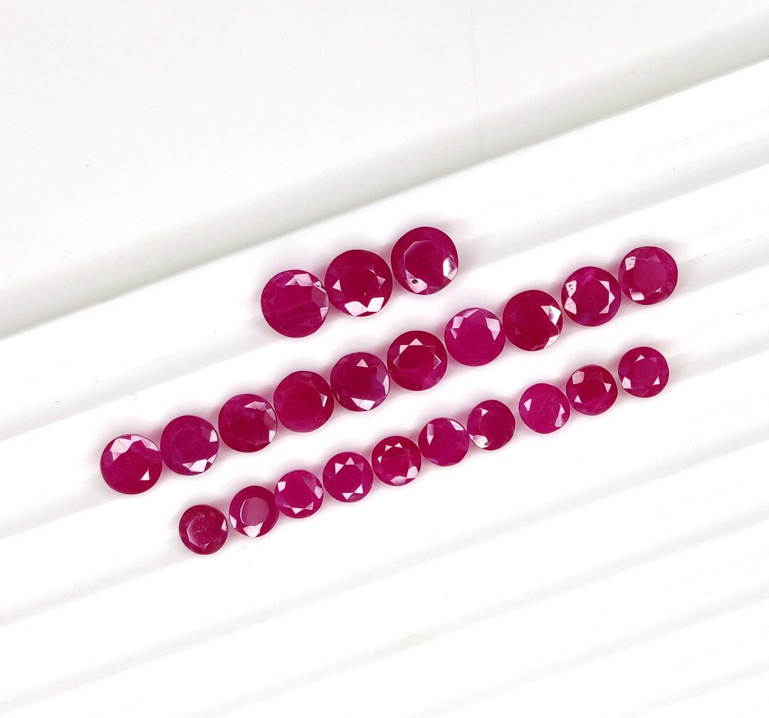 5mm AAA Quality Natural Heat Reddish Pink Ruby Round Cut Faceted Loose ...
