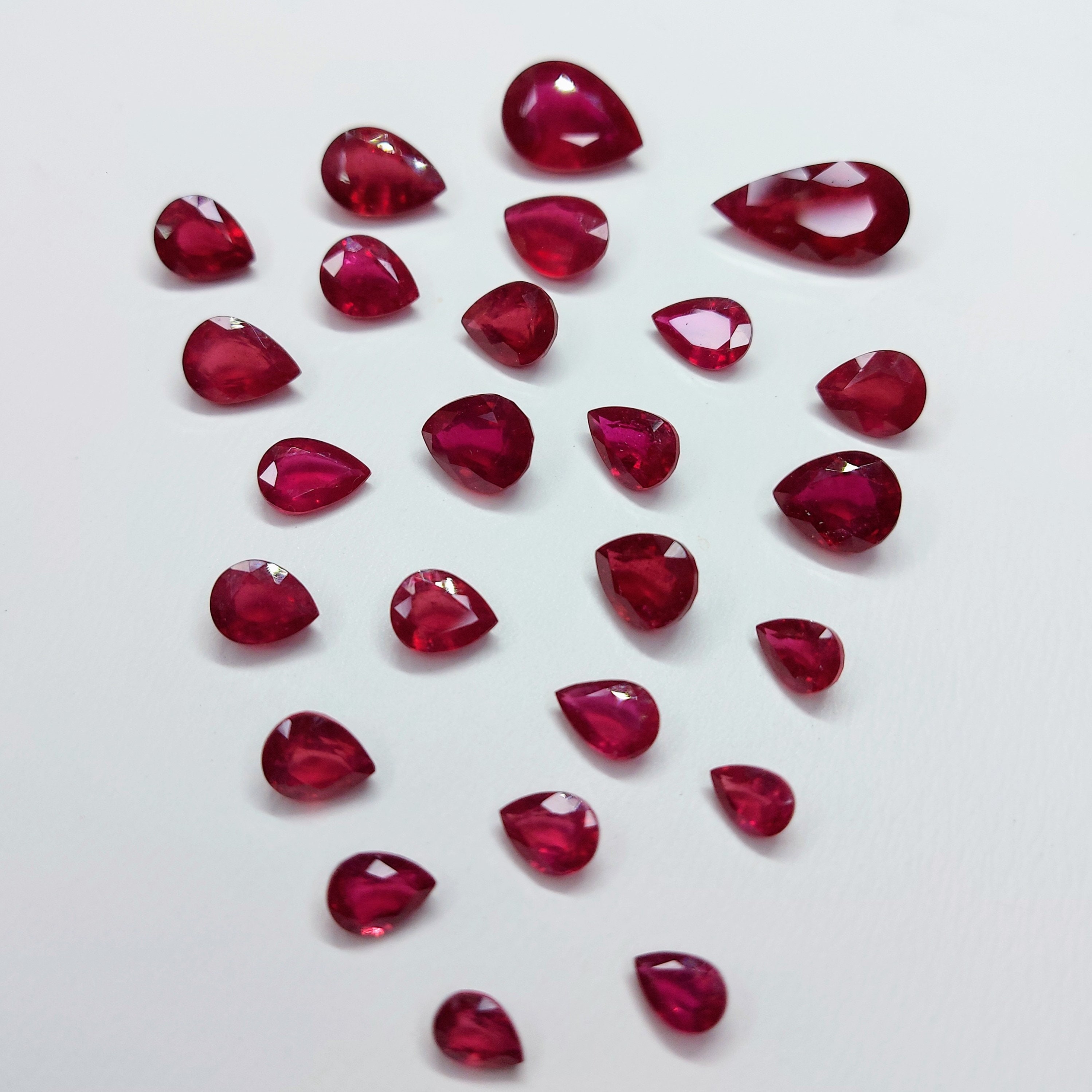 7x9mm Fissure Filling Ruby Pear Cut Lot 1-50pcs Cabochon Faceted Stone Loose Gemstones for ...