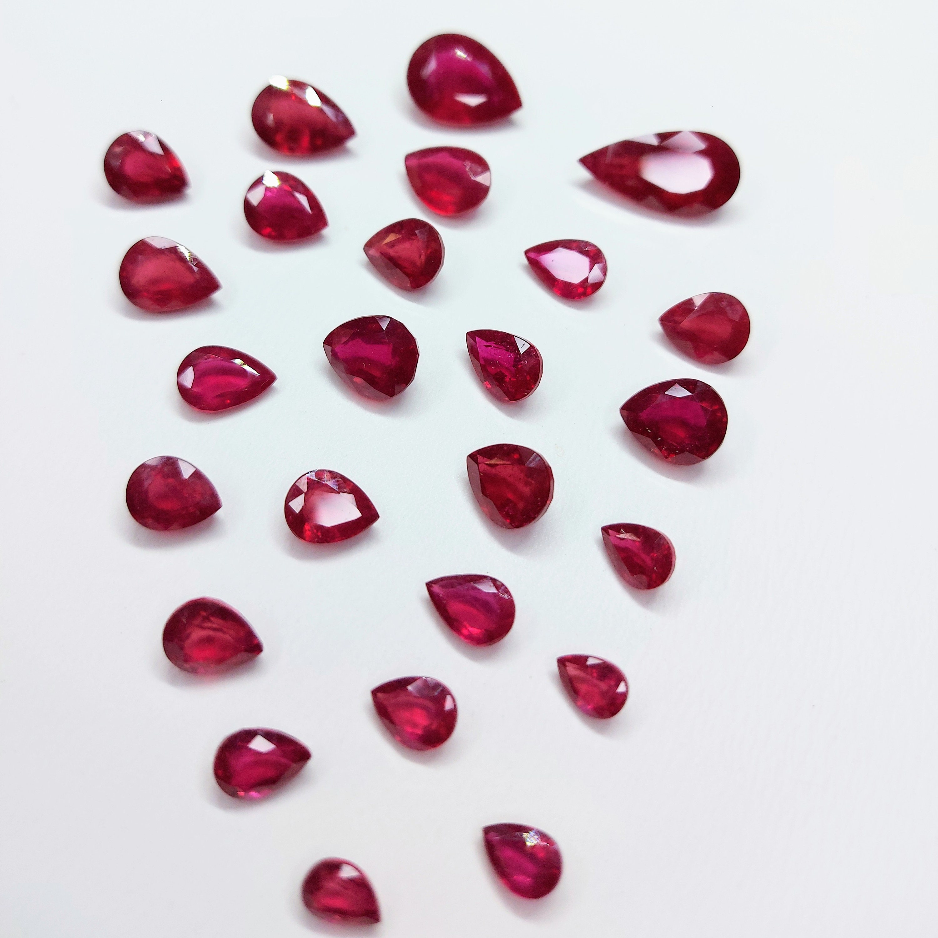 7x9mm Fissure Filling Ruby Pear Cut Lot 1-50pcs Cabochon Faceted Stone ...