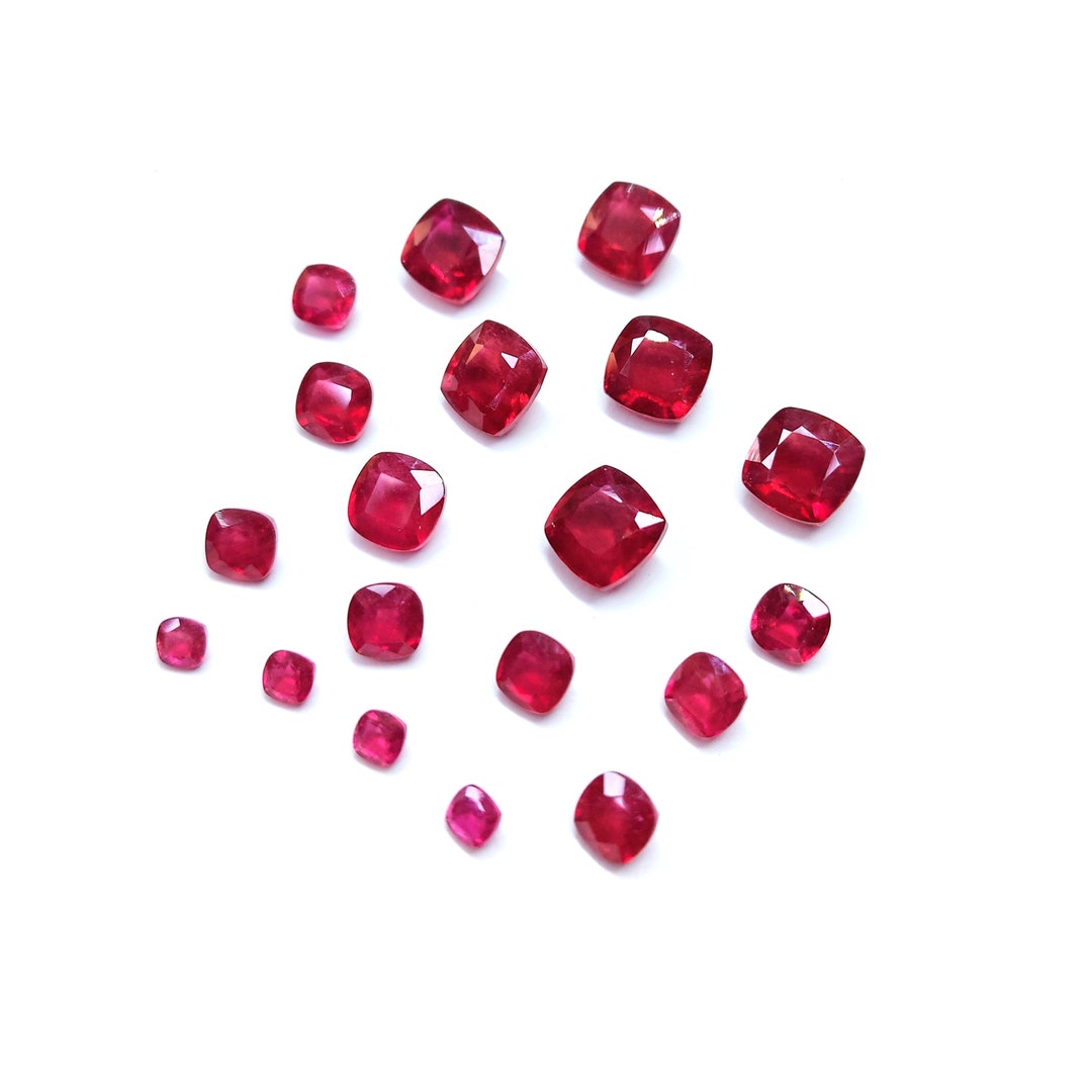 Fissure Filling Red Ruby Cushion Cut Loose Gemstone, Loupe Clean ...