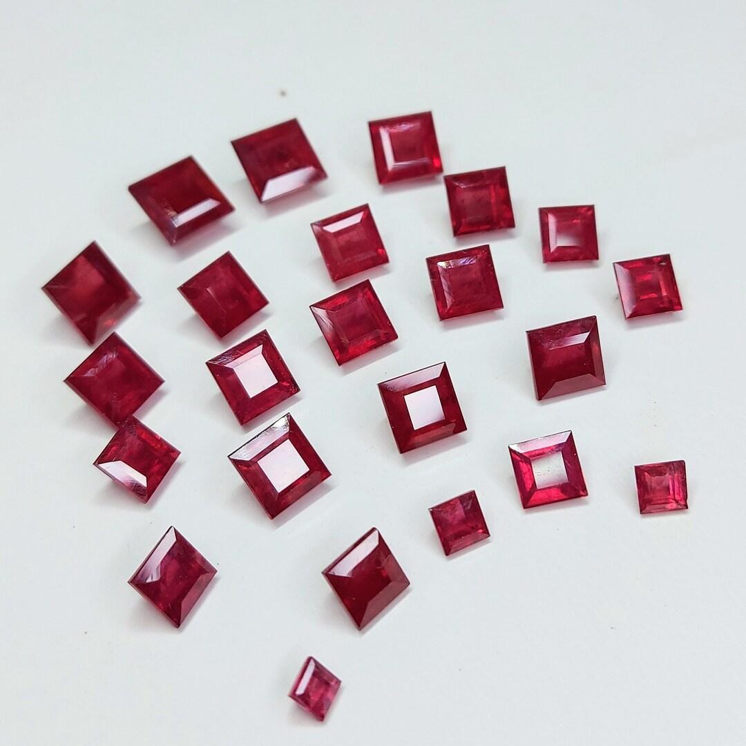 Untreated Natural Ruby Square Cushion Cut 7mm Fissure Filling Ruby ...