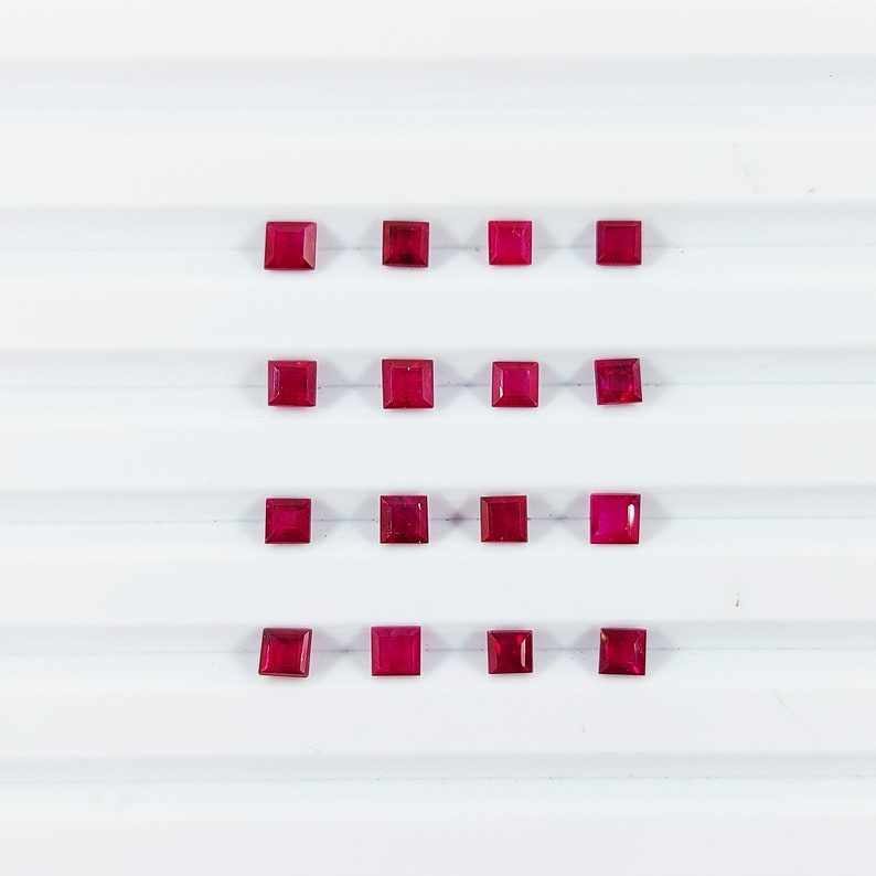 3mm Natural Burma Ruby Square Cut Red Ruby Color Top Quality Calibrated ...