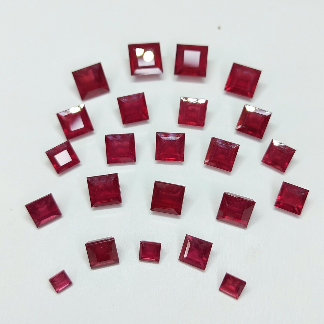 Fissure Filling Ruby Square 8mm 3.25 Carat Single Piece, July ...