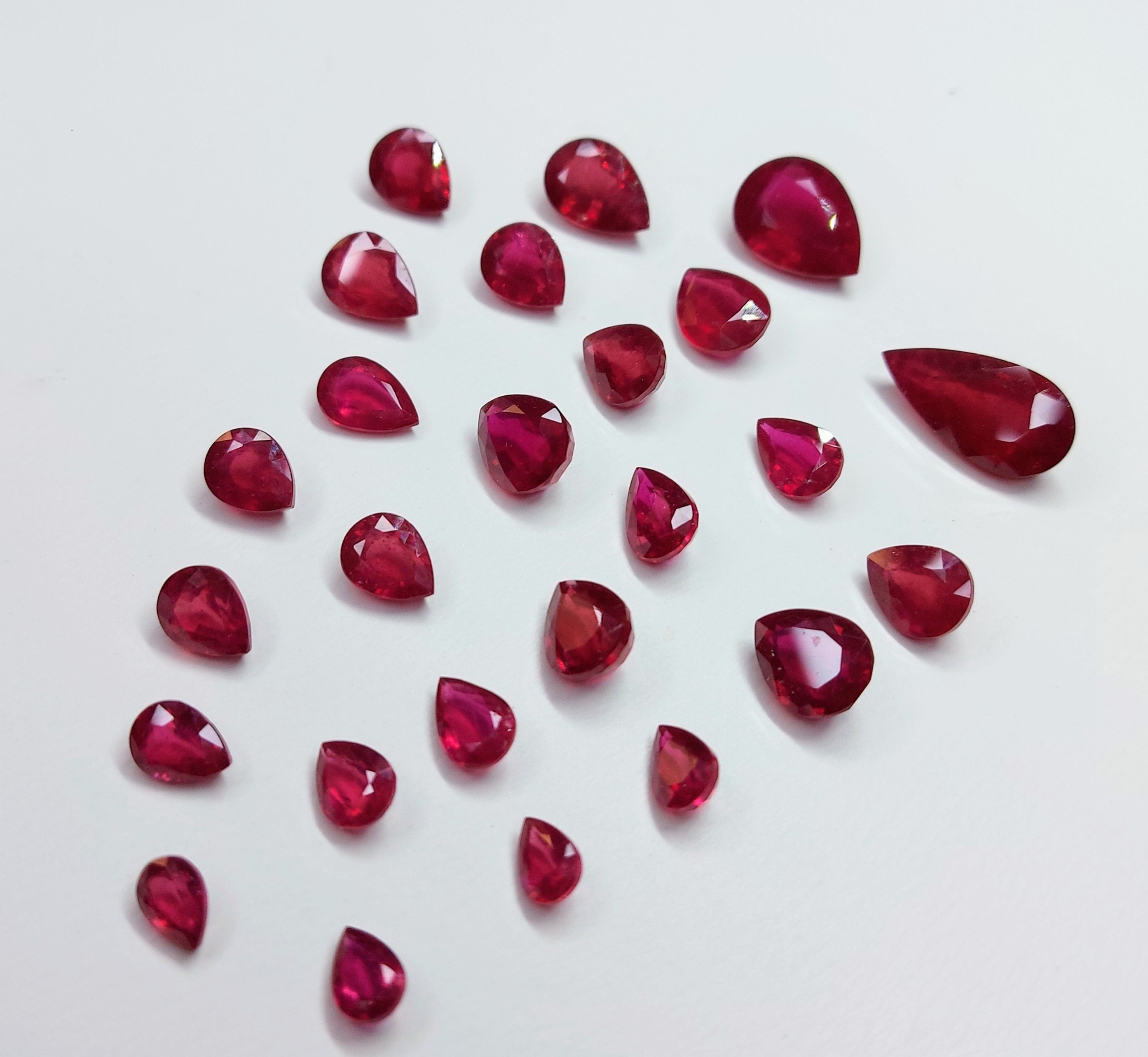 7x9mm Fissure Filling Ruby Pear Cut Lot 1-50pcs Cabochon Faceted Stone ...