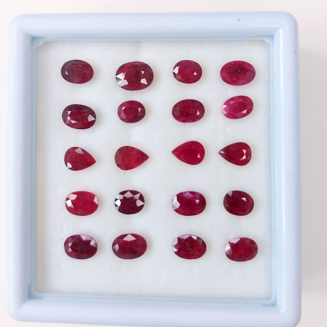 1-50pcs 6x4mm Natural African Heat Ruby Faceted Oval Cut Top AA Quality ...