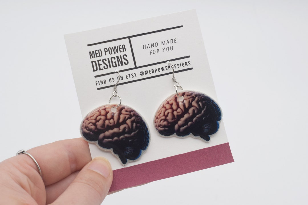 Brain Dangle Earrings Anatomical Human Brain Neurologist Gift Neurology ...