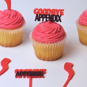 Appendix Cupcake Topper, Appendix Party, Organ Cupcake Topper, Appendix ...