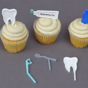 Dental Cupcake Toppers, Tooth Cupcake Toppers, Dentist, Dental Party ...