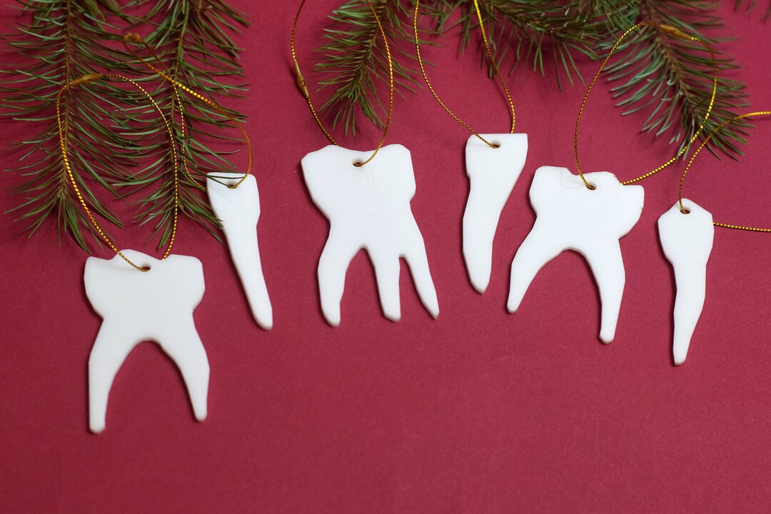 Tooth Ornament SET, Dental Christmas Ornament, Dentist Ornament, Hand ...