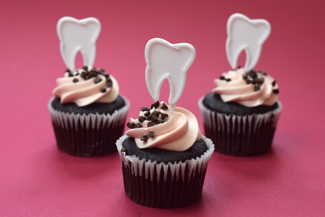Tooth Cupcake Toppers Dental Cupcake Toppers Dentist Dental - Etsy