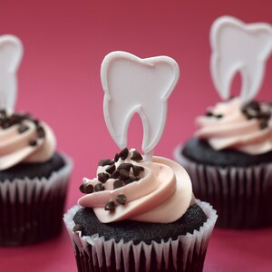 Tooth Cupcake Toppers, Dental Cupcake Toppers, Dentist, Dental Party ...