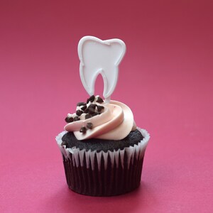 Tooth Cupcake Toppers, Dental Cupcake Toppers, Dentist, Dental Party ...