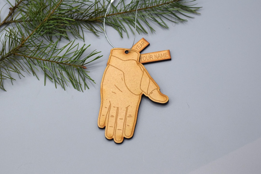 Thumb Finger Splint Ornament: Laser Engraved Wood, Broken Finger Gift ...