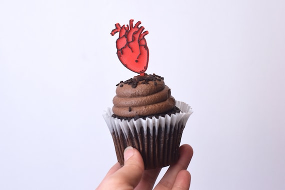 Anatomical Human Heart Cupcake Topper Heart Cupcake Doctor - Etsy