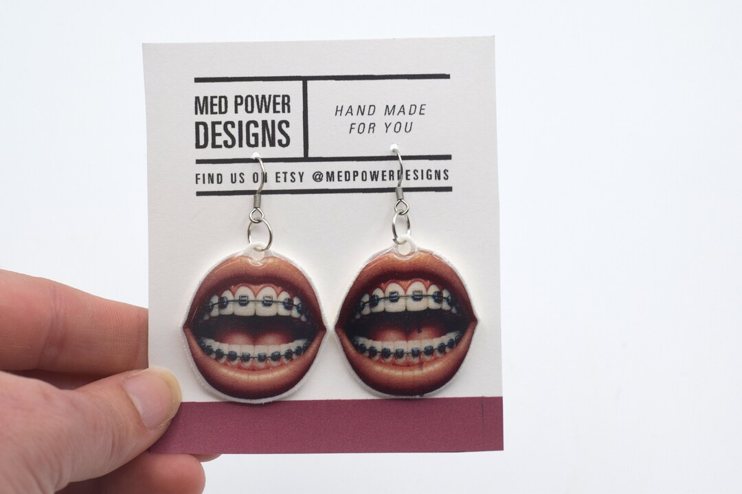 Dental Braces Earrings: Dentist Gift, Stainless Steel Hooks - Etsy