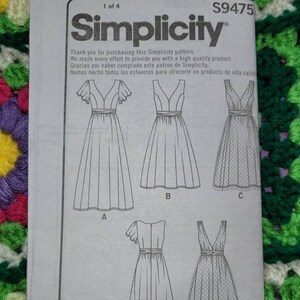 Dress Sewing Pattern Simplicity 9475 Misses' Sizes 6-14 Uncut FF - Etsy