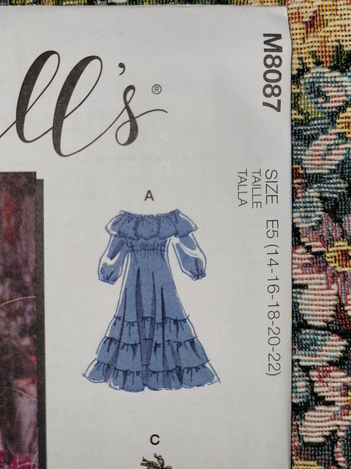 Boho Style Tiered Dress Sewing Pattern, Mccall's 8087 for Sizes 14-22 ...