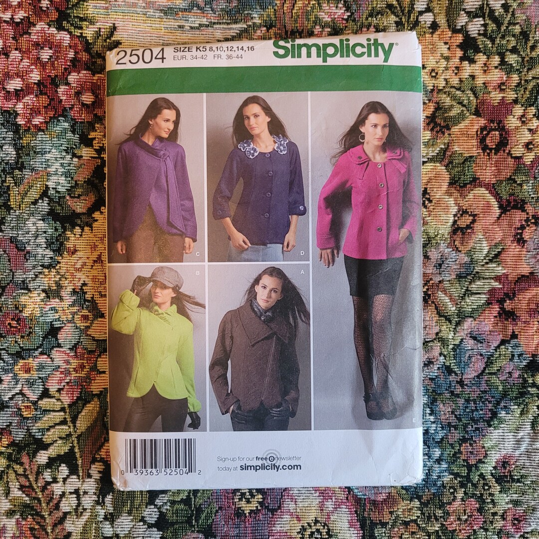 Jacket Sewing Pattern From 2009, Simplicity 2504 Women Sizes 8-16 ...