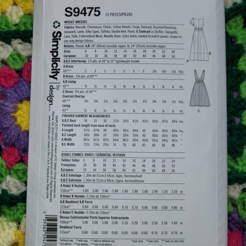 Dress Sewing Pattern Simplicity 9475 Misses' Sizes 6-14 Uncut FF - Etsy
