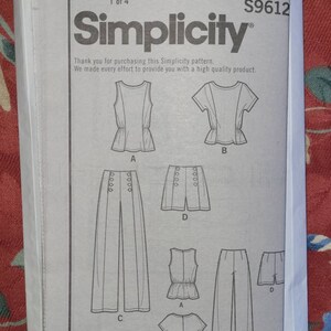 Top Pants and Shorts Sewing Pattern Simplicity 9612 Sizes - Etsy