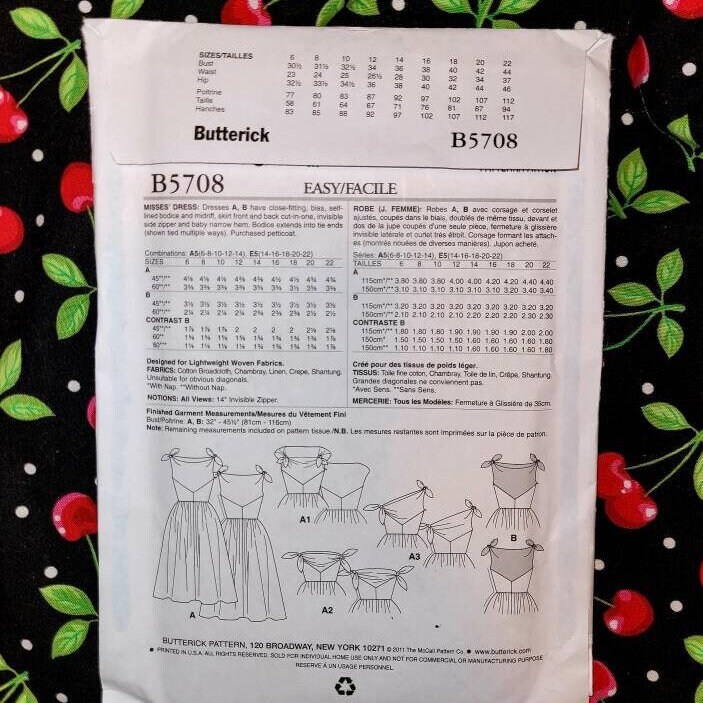Retro Tie-shoulder Dress Sewing Pattern, Butterick 5708, Misses' Sizes ...