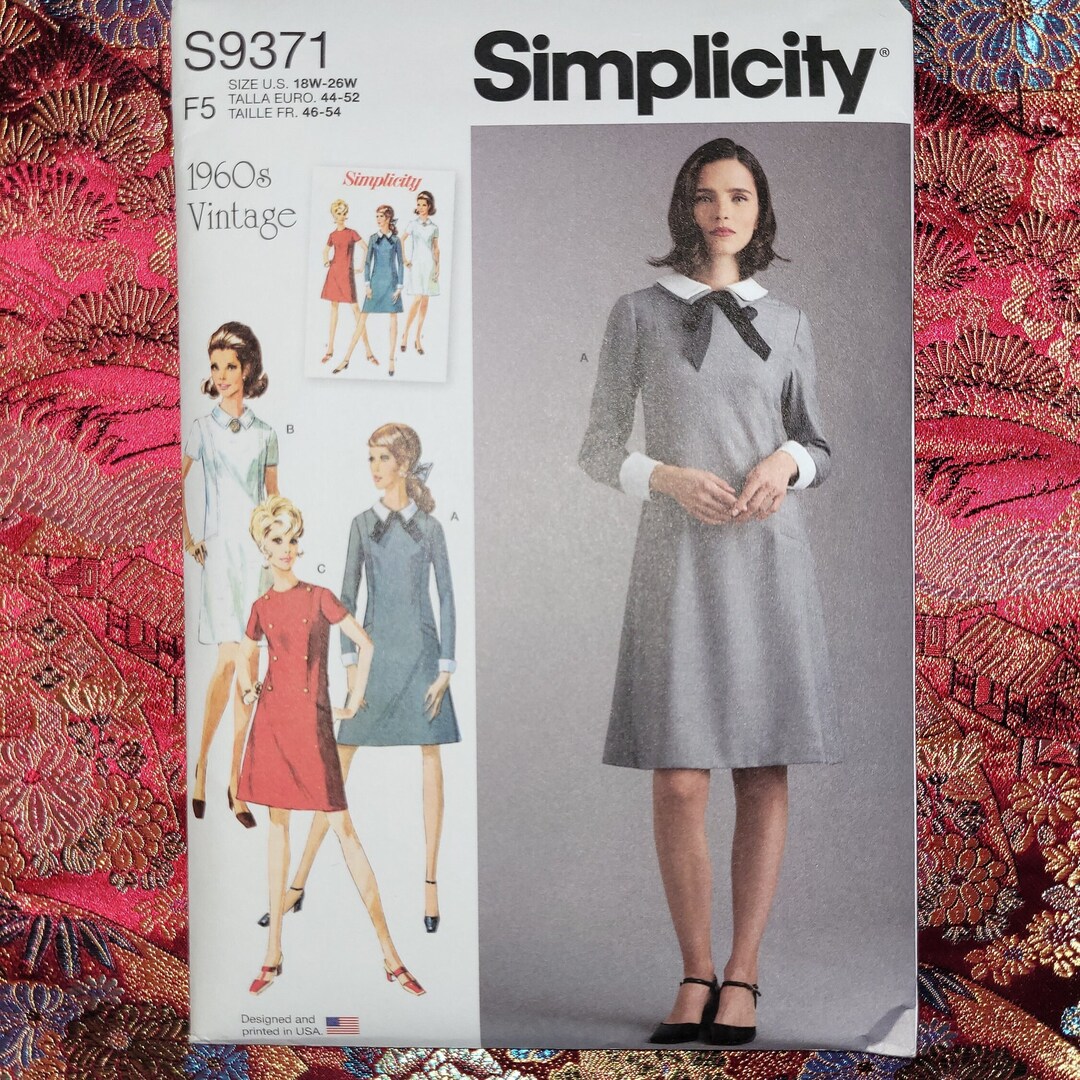 Sixties Style A-line Dress With Collar Sewing Pattern Sizes 18W-26W - Etsy