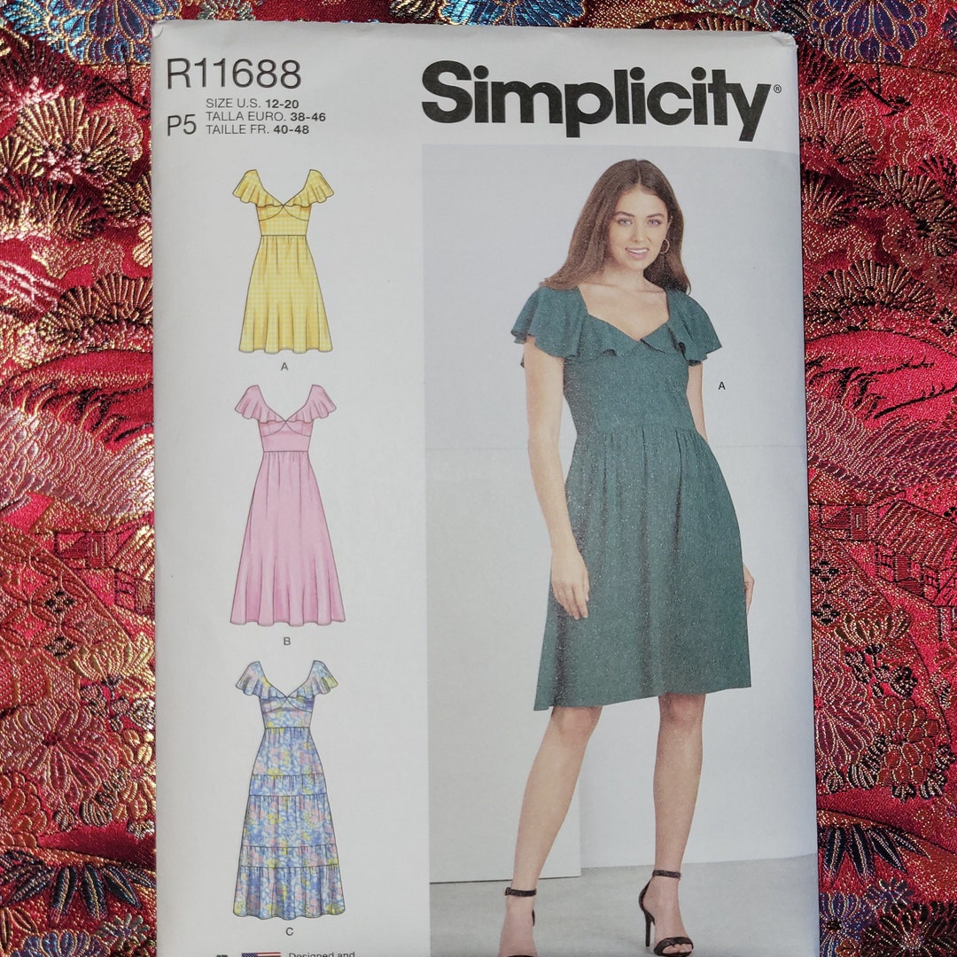 Flounce Dress Sewing Pattern Simplicity 9703/R11688 Womens Sizes 12-20 ...