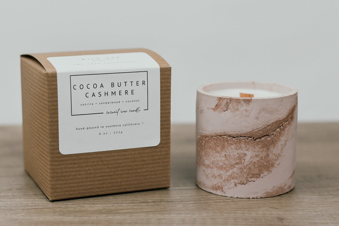 Cocoa Butter Cashmere| Concrete Candle, Wooden Wick, Coconut Wax Candle ...