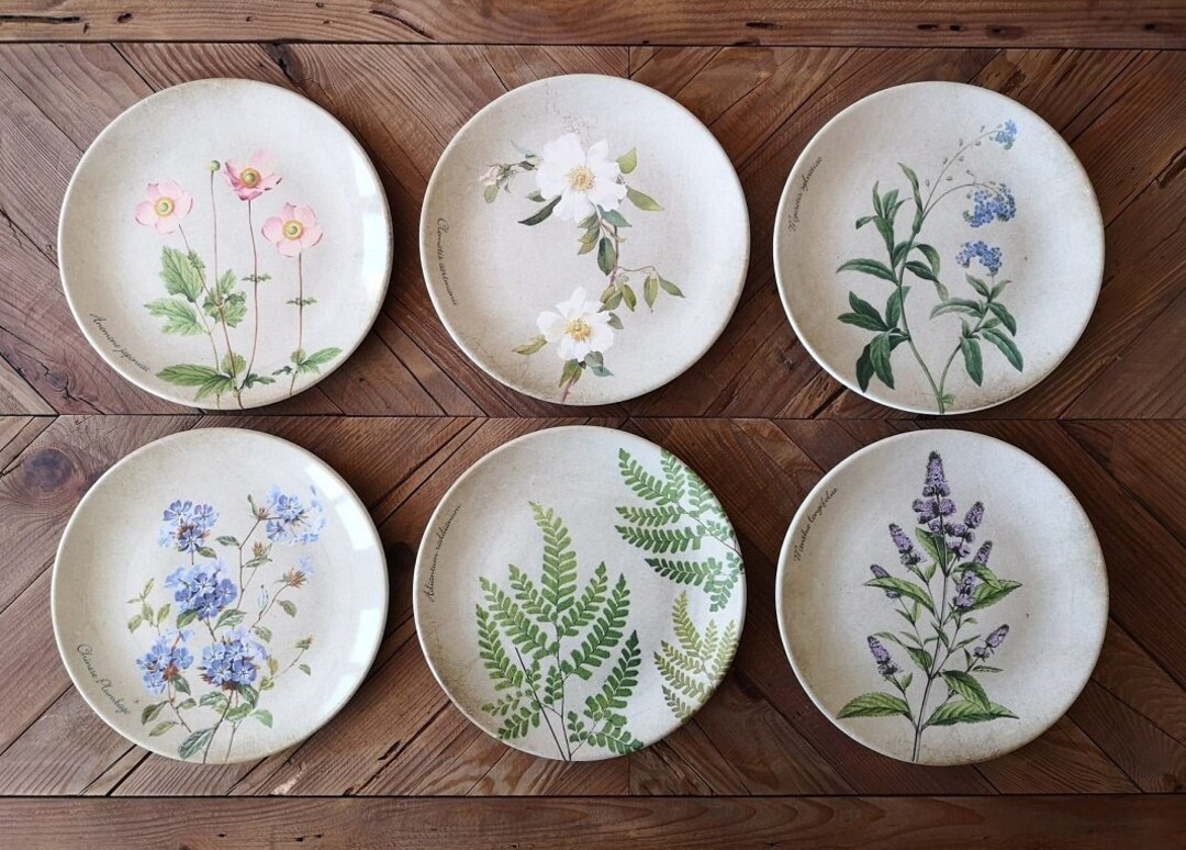 Delia Collection Botanical Porcelain Set, Ceramic Tableware Set ...