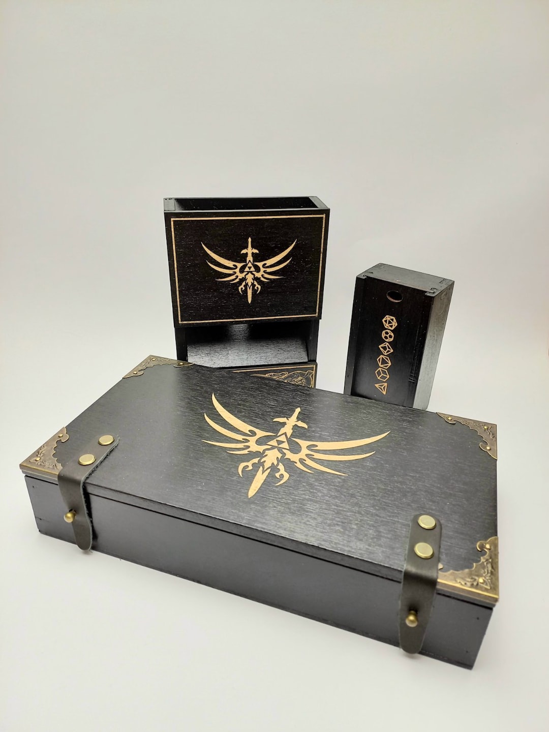 Zelda SWORD Triforce Set Wooden Dice Tray and Dice Tower for Fans of ...