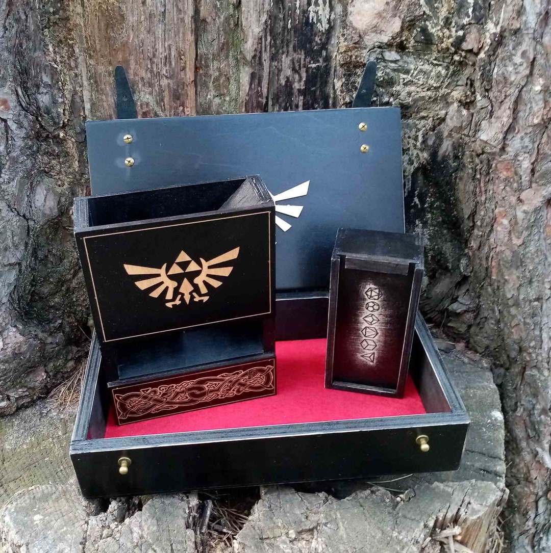 Zelda Triforce Set Wooden Dice Tray and Dice Tower for Fans of the ...