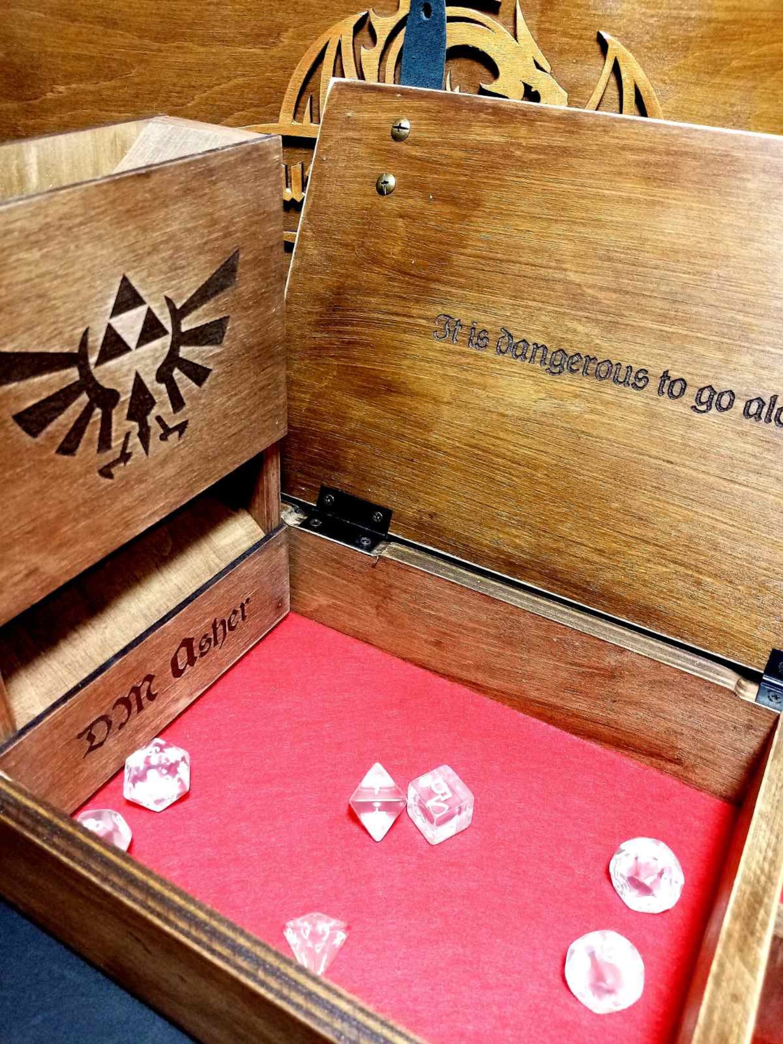 Zelda Triforce Set Wooden Dice Tray and Dice Tower for Fans of - Etsy