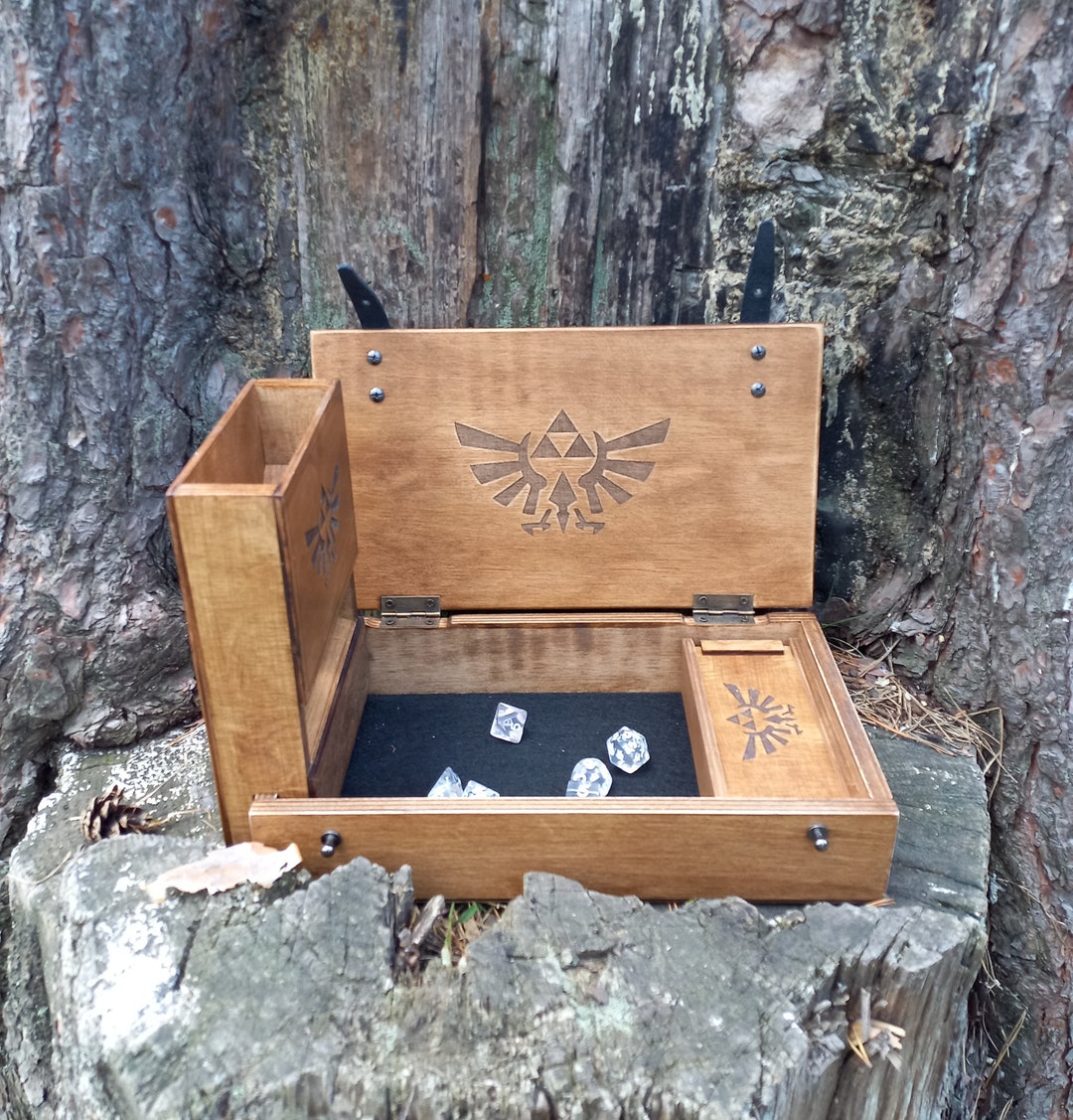 Zelda Triforce Set Wooden Dice Tray and Dice Tower for Fans of the ...