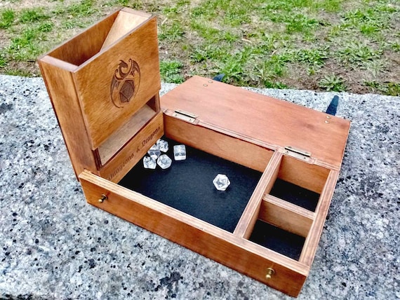 RPG Set Dice Tower and Wooden Dice Tray Dungeons and Dragons - Etsy