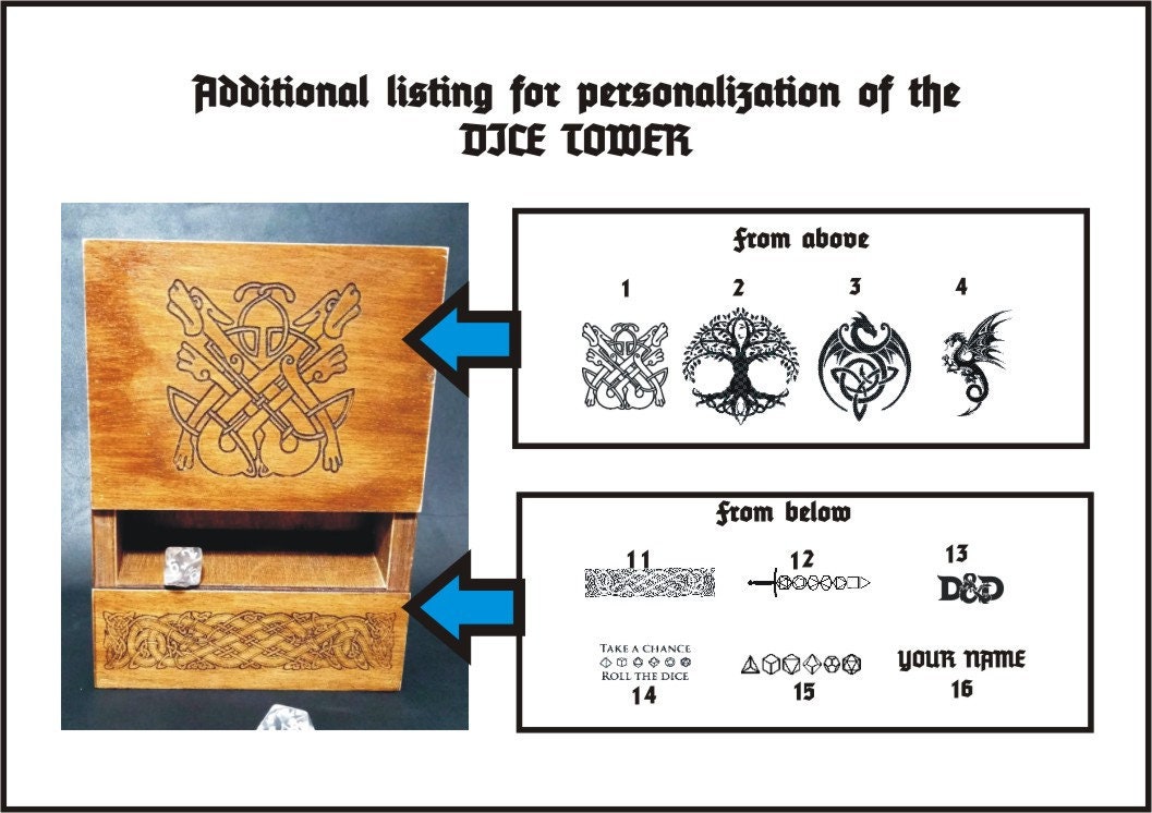 Black Set 2 Dice Tower and Wooden Dice Tray Dungeons and - Etsy