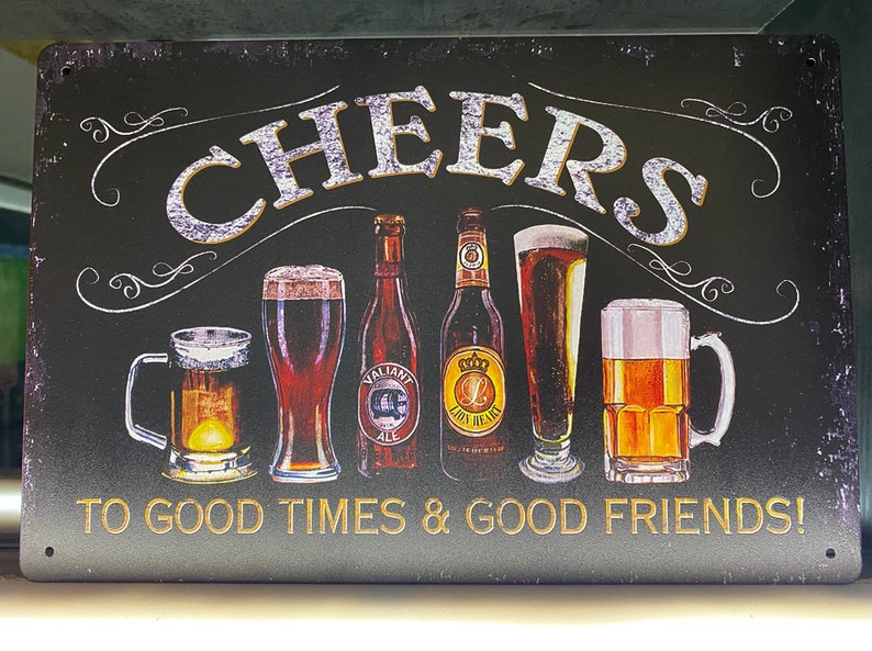 Bar Cheers Sign Beer Drink Metal Wall Plaque Home Decor Decoration Tin ...