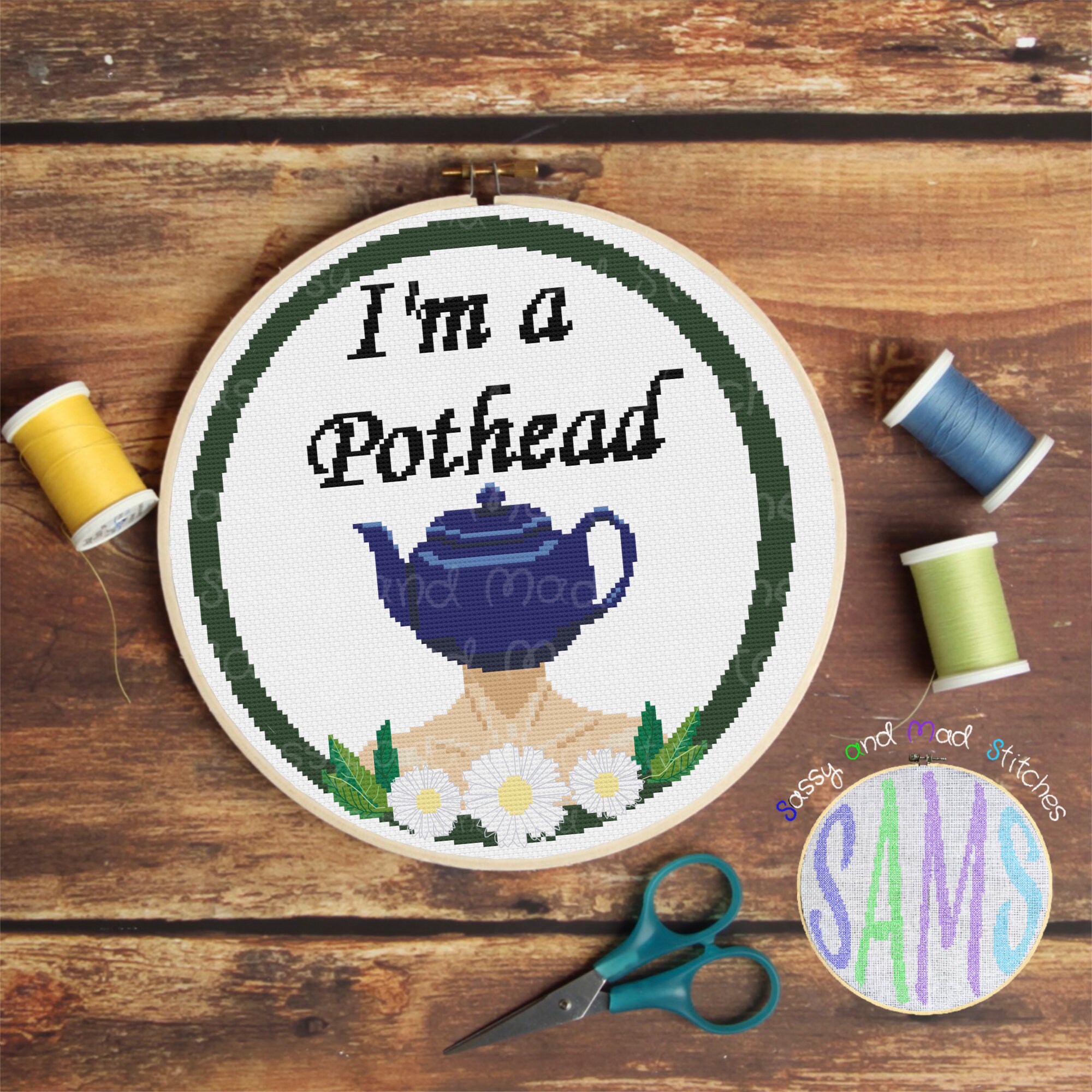 I'm A Teapot Head ~ Cross Stitch Pattern Digital Download ~ Tea ...