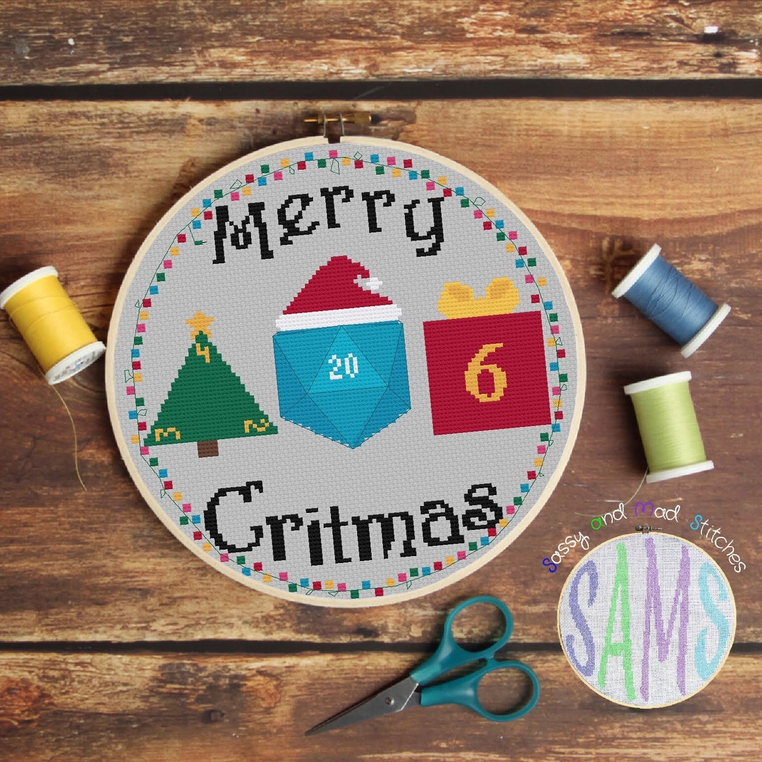 Merry Critmas ~ Cross Stitch Pattern Digital Download ~ Christmas ...
