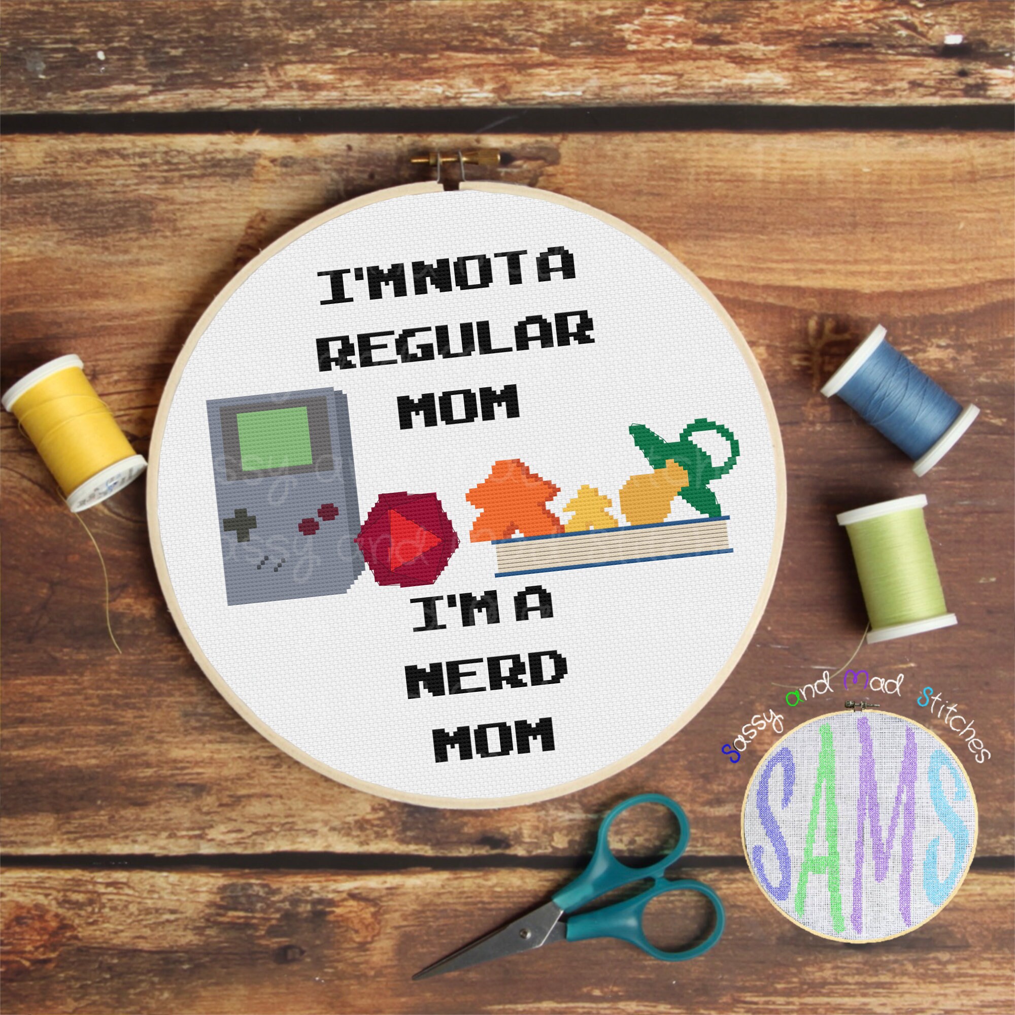 Nerd Mom Cross Stitch Pattern Digital Download Nerdy, Modern, Sassy ...