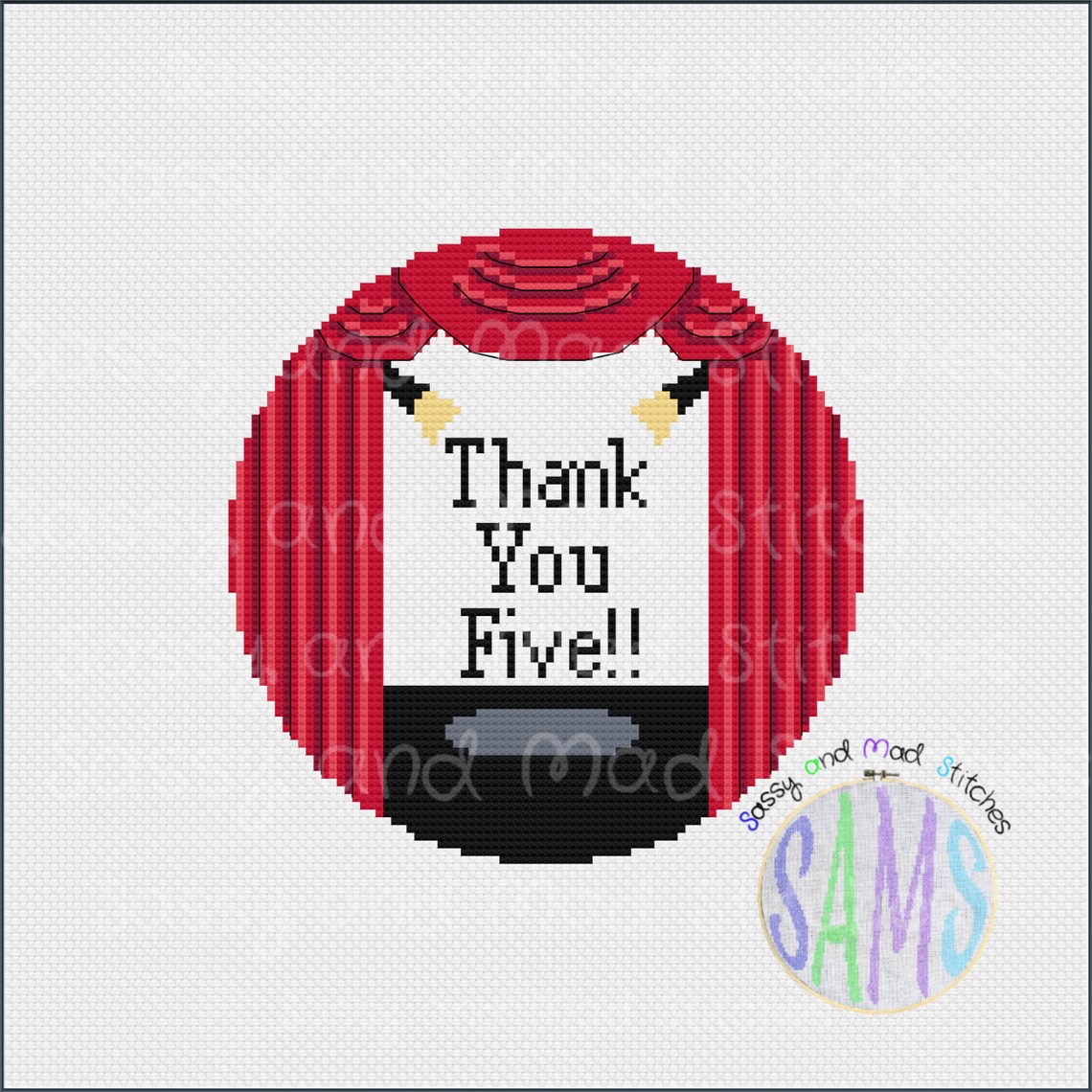 Thank You Five Cross Stitch Pattern Digital Download Theater, Modern ...