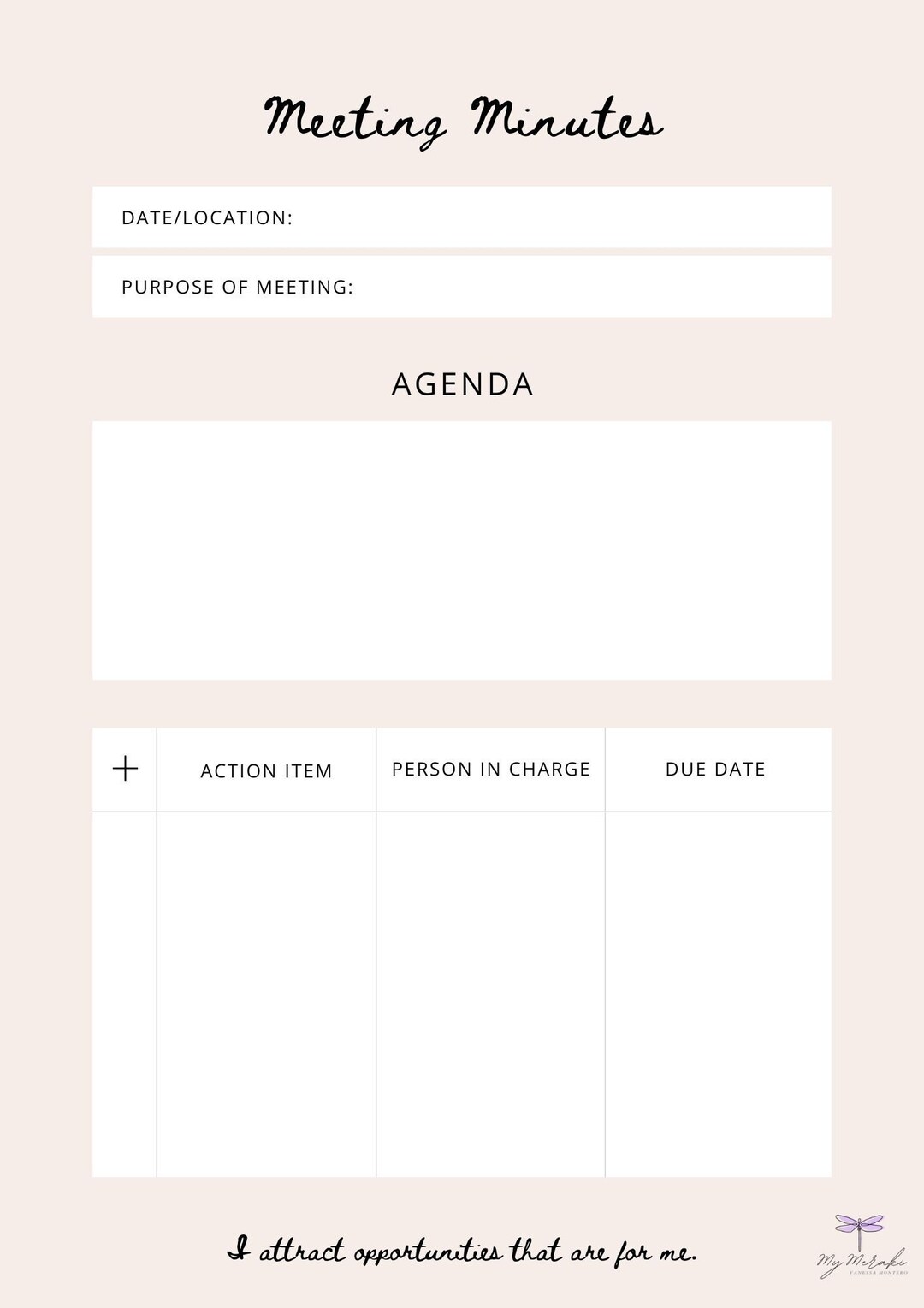 Meeting Minutes With Affirmation | Meeting Notes PDF Download ...