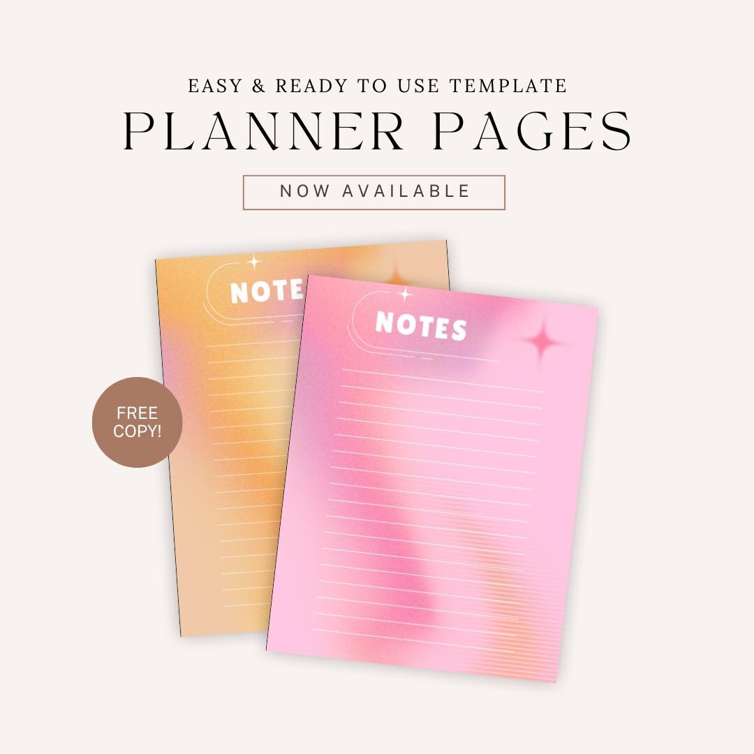 Pink & Orange Notes Template – Minimalist Planner Pages (PDF) - Etsy