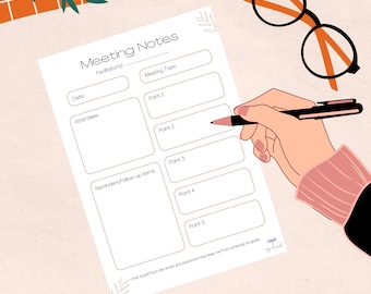 Meeting Notes Template With Affirmation | Meeting Notes PDF | Printable ...