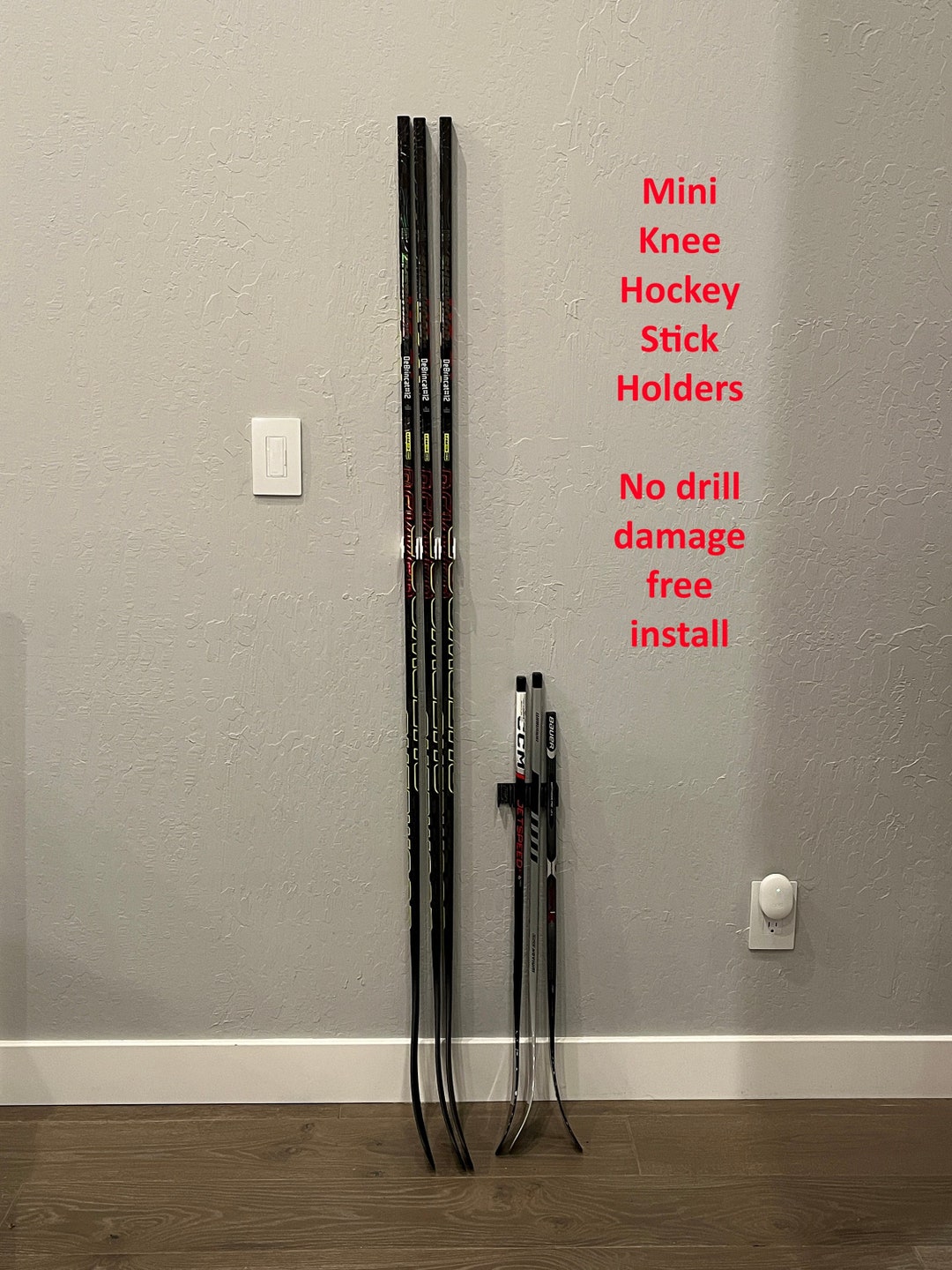 MINI Hockey Stick Wall Holder [3 Sticks, 4 Sticks, 5, 6, 7] Fits Mini ...