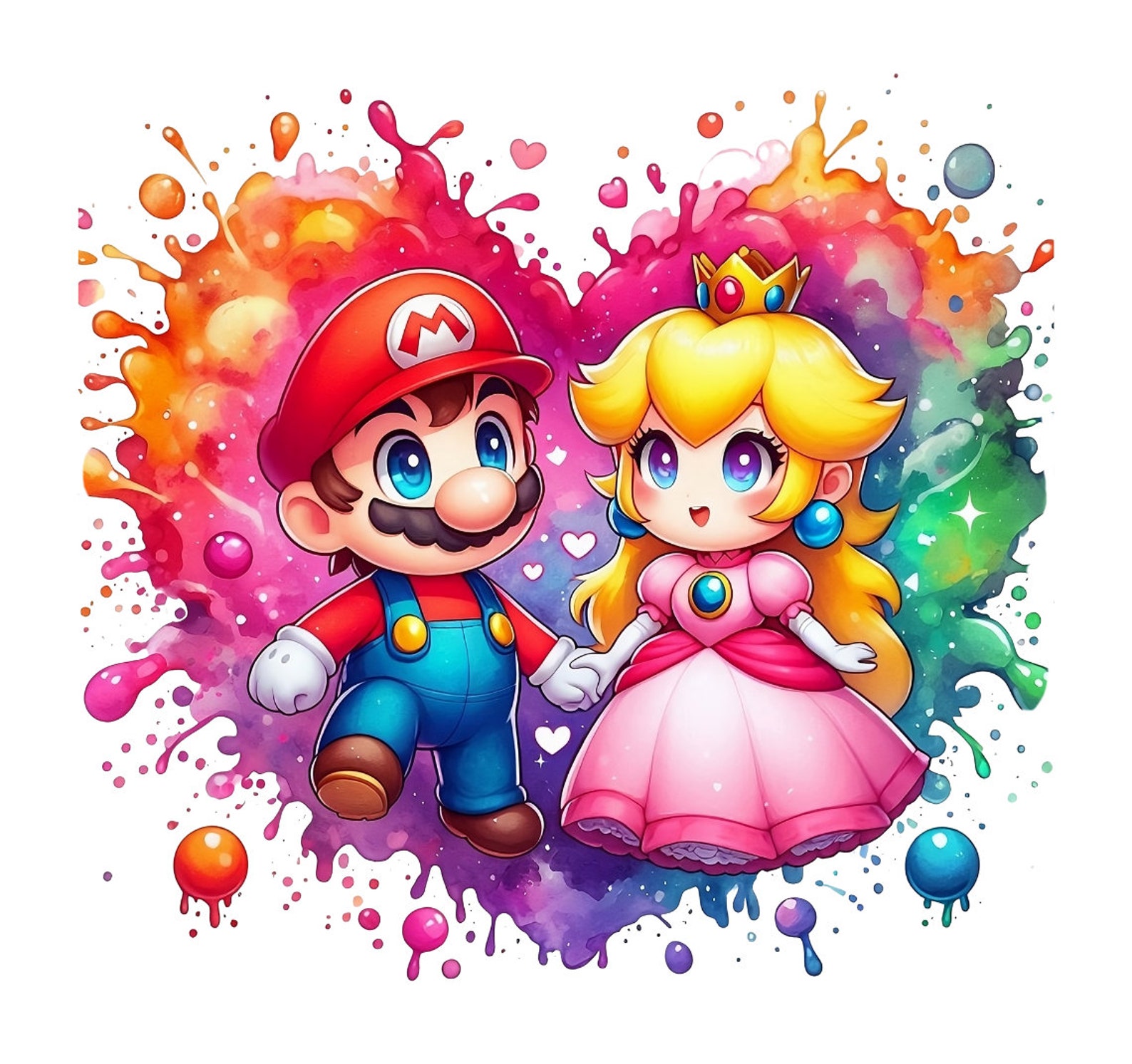 4 PNG Mario and Peach Colorful Digital Design for Sublimation High ...